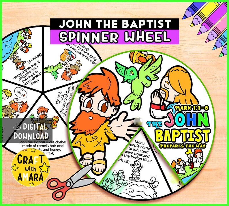 John the Baptist Spinner Wheel Bible Craft: Jesus Ministry, Matthew ...