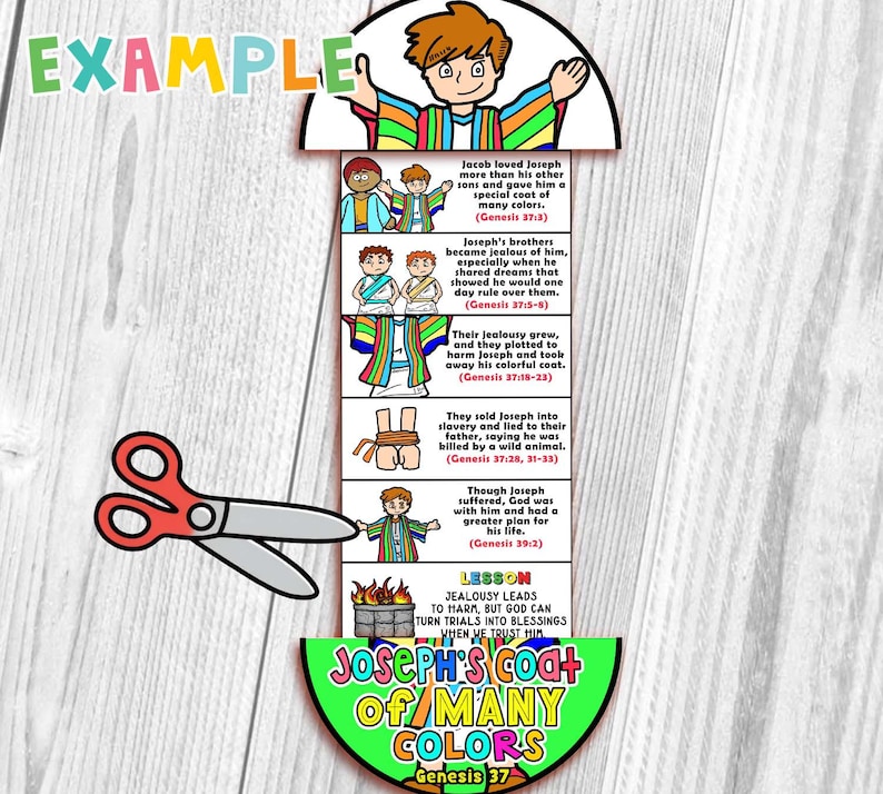 Joseph's Coat of Many Colors Folding Surprise Bible Craft, Bible Lesson ...
