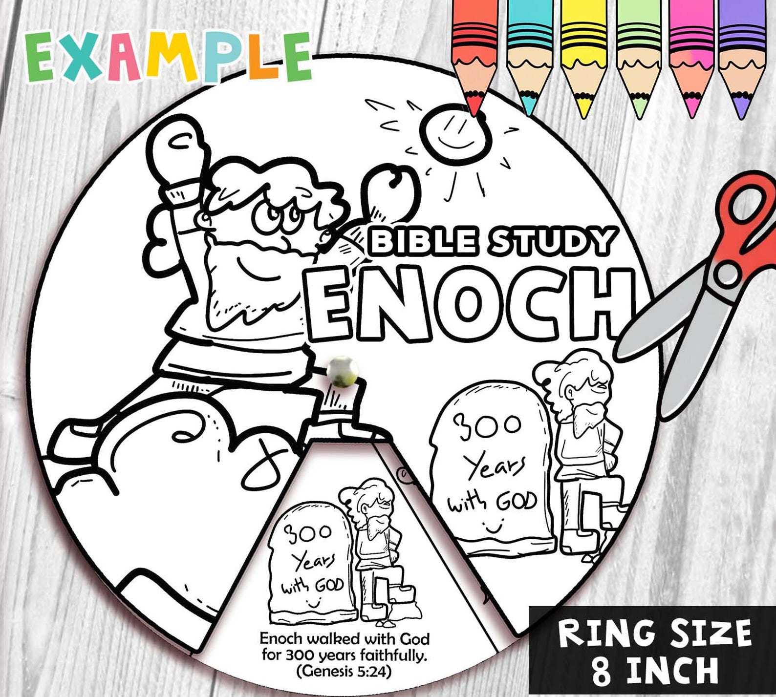 ENOCH Spinner Coloring Wheel, Bible Craft Activity Kid, Bible Story ...