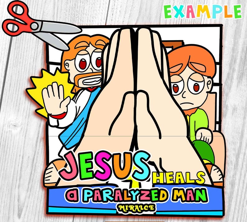 Jesus Heals a Paralyzed Man Folding Surprise Bible Craft: Miracle Jesus ...