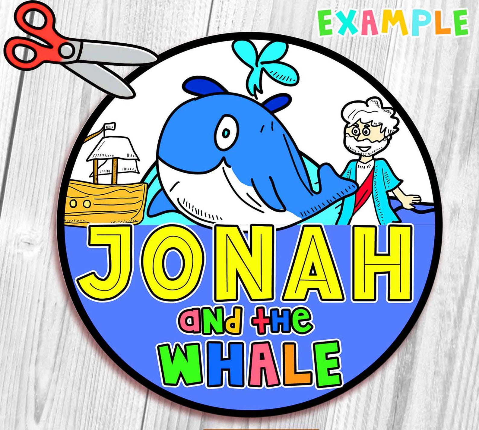 Jonah and the Whale Folding Surprise Bible Craft, Bible Lesson, Sunday ...