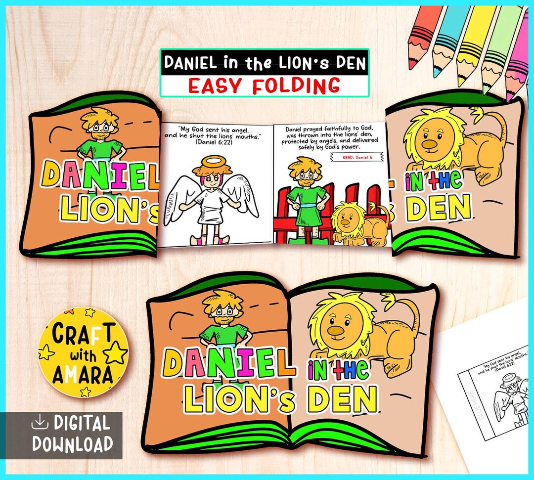 Daniel in the Lion's Den Easy Coloring Folding Surprise Bible Craft ...