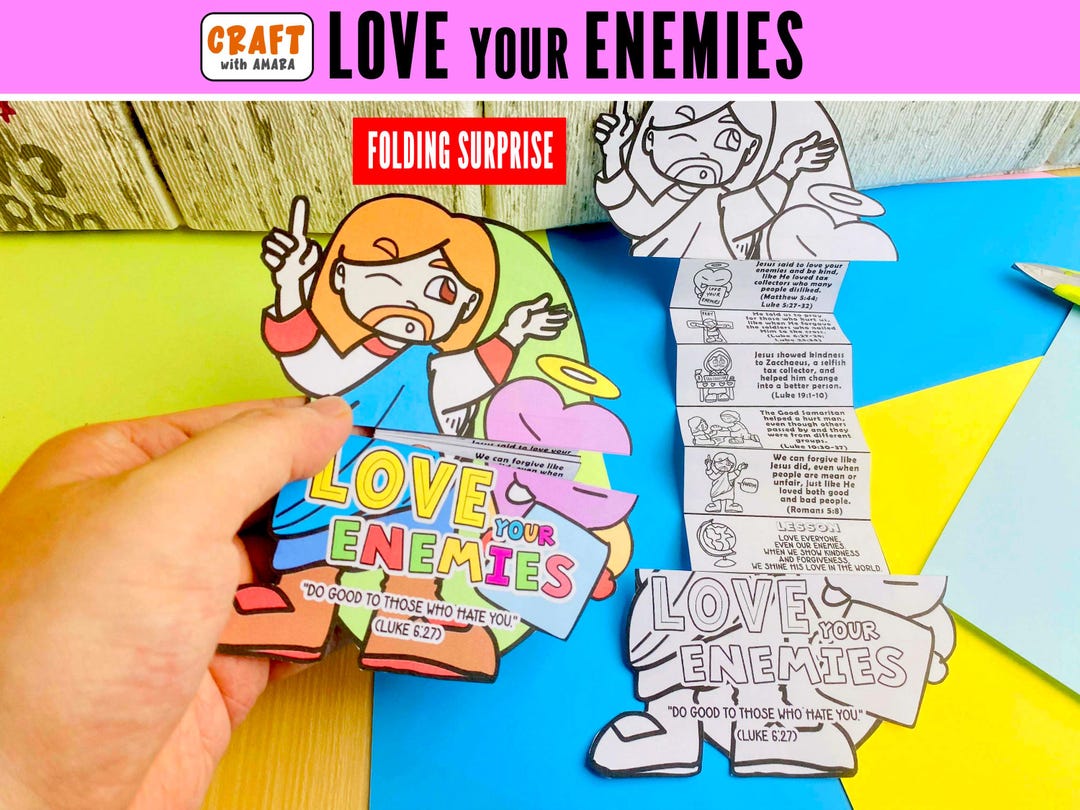 Love Your Enemies Folding Surprise Bible Craft: Bible Lesson Study ...