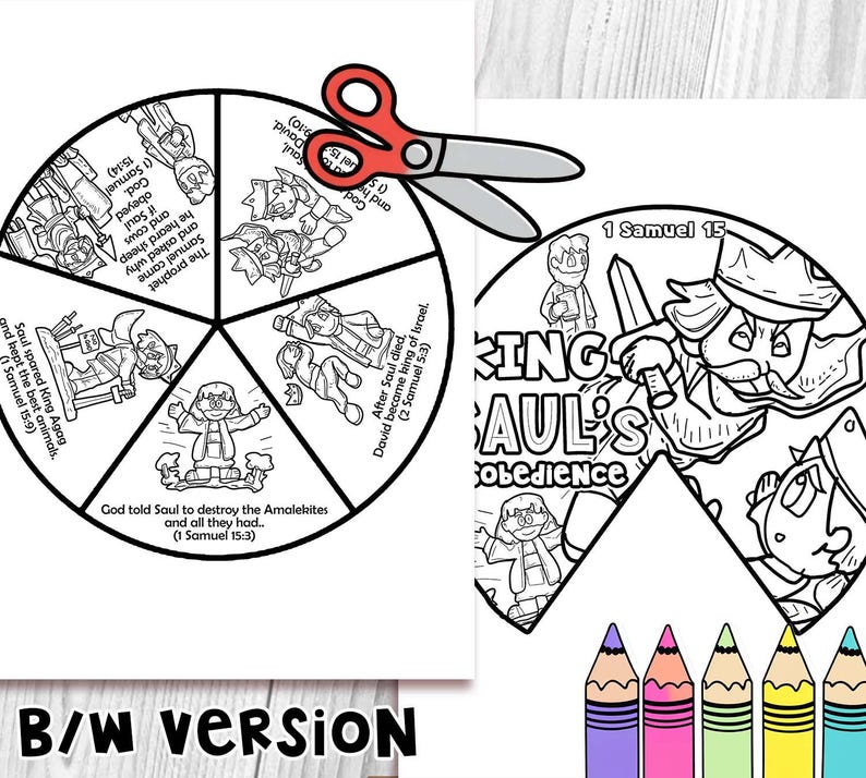 King Saul's Disobedience Spinner Coloring Wheel: Bible Story Lesson ...