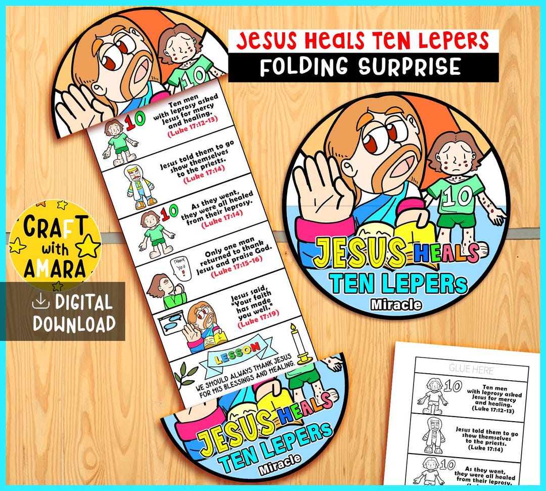 Jesus Heals Ten Lepers Folding Surprise Bible Craft: Jesus Miracle ...