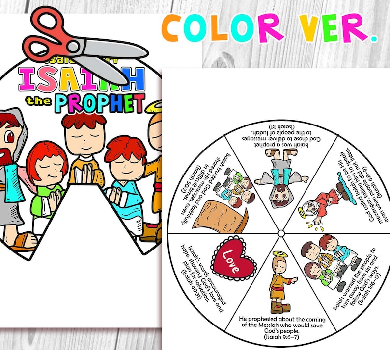Isaiah the Prophet Spinner Coloring Wheel, Bible Activity, Kid Bible ...