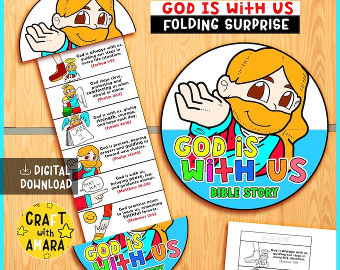 God is With Us Folding Surprise Coloring Craft: Christian Faith, Bible ...