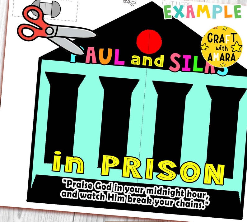 Paul and Silas in Prison Easy Coloring Folding Surprise Bible Craft ...