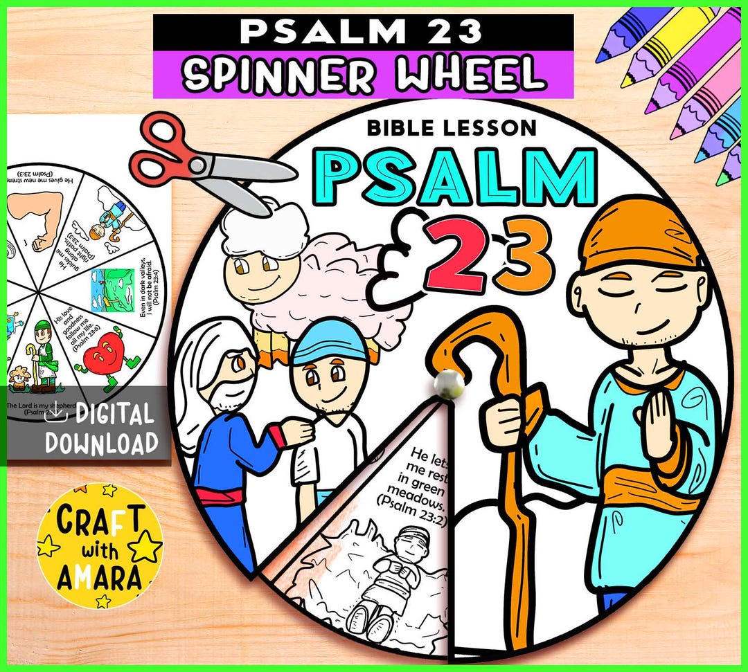 PSALM 23 Spinner Coloring Wheel Craft: the Lord is My Shepherd, Bible ...