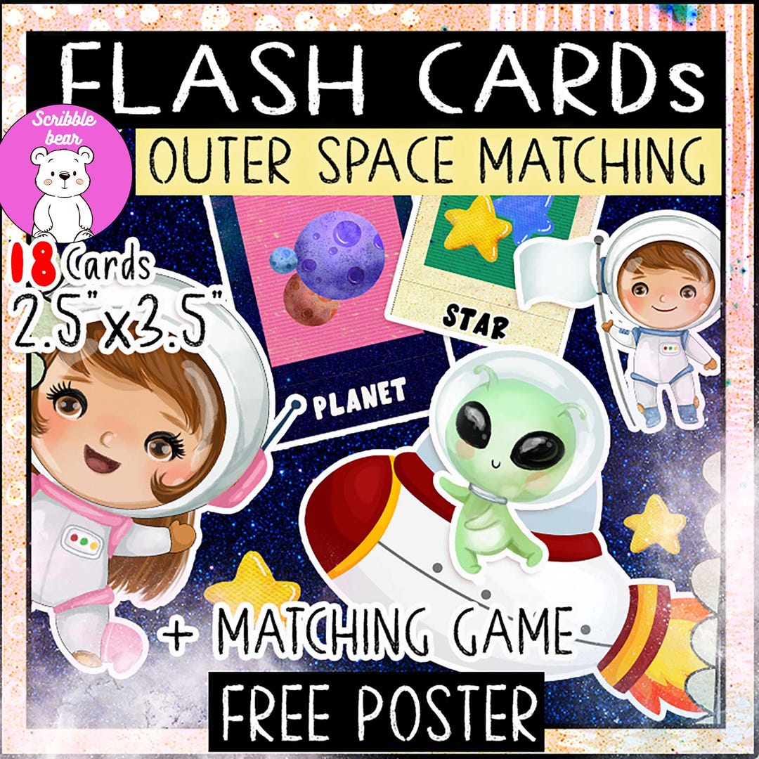 18 Outer Space Matching Flashcards, Planet Galaxy Solar System ...