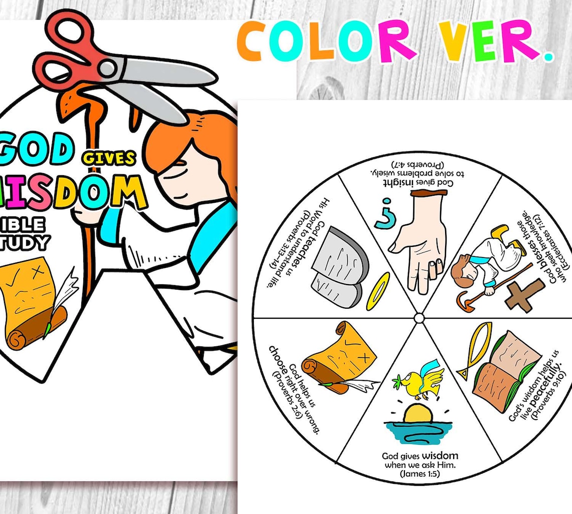 God Gives Wisdom Spinner Coloring Wheel Craft: Christian Faith, Bible ...