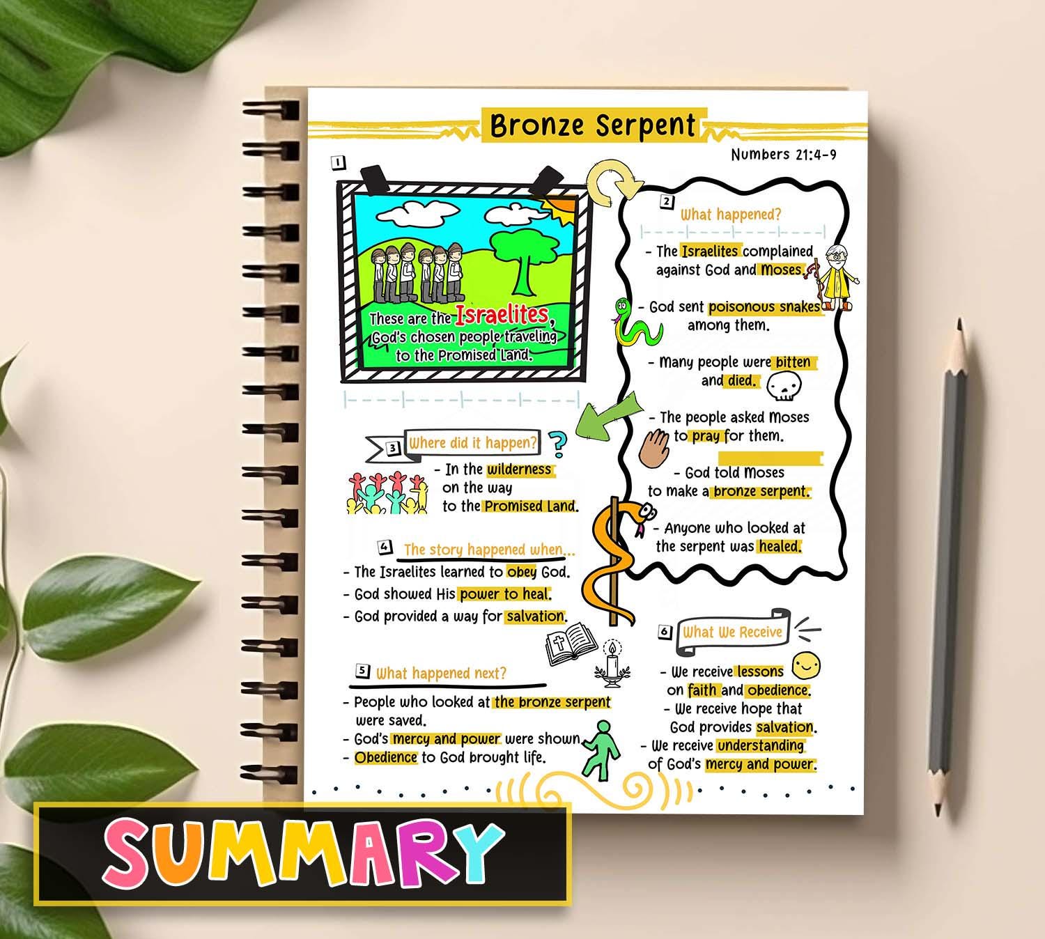 Moses and the Bronze Serpent Bible Study: Kid's Activity Worksheet ...