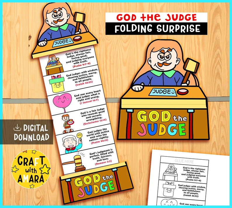 God the Judge Folding Surprise Coloring Craft: Christian Faith, Bible ...