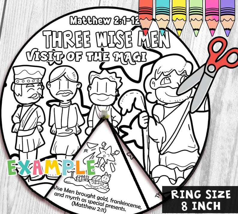 Three Wise Men (visit of the Magi) Spinner Coloring Wheel, Bible ...