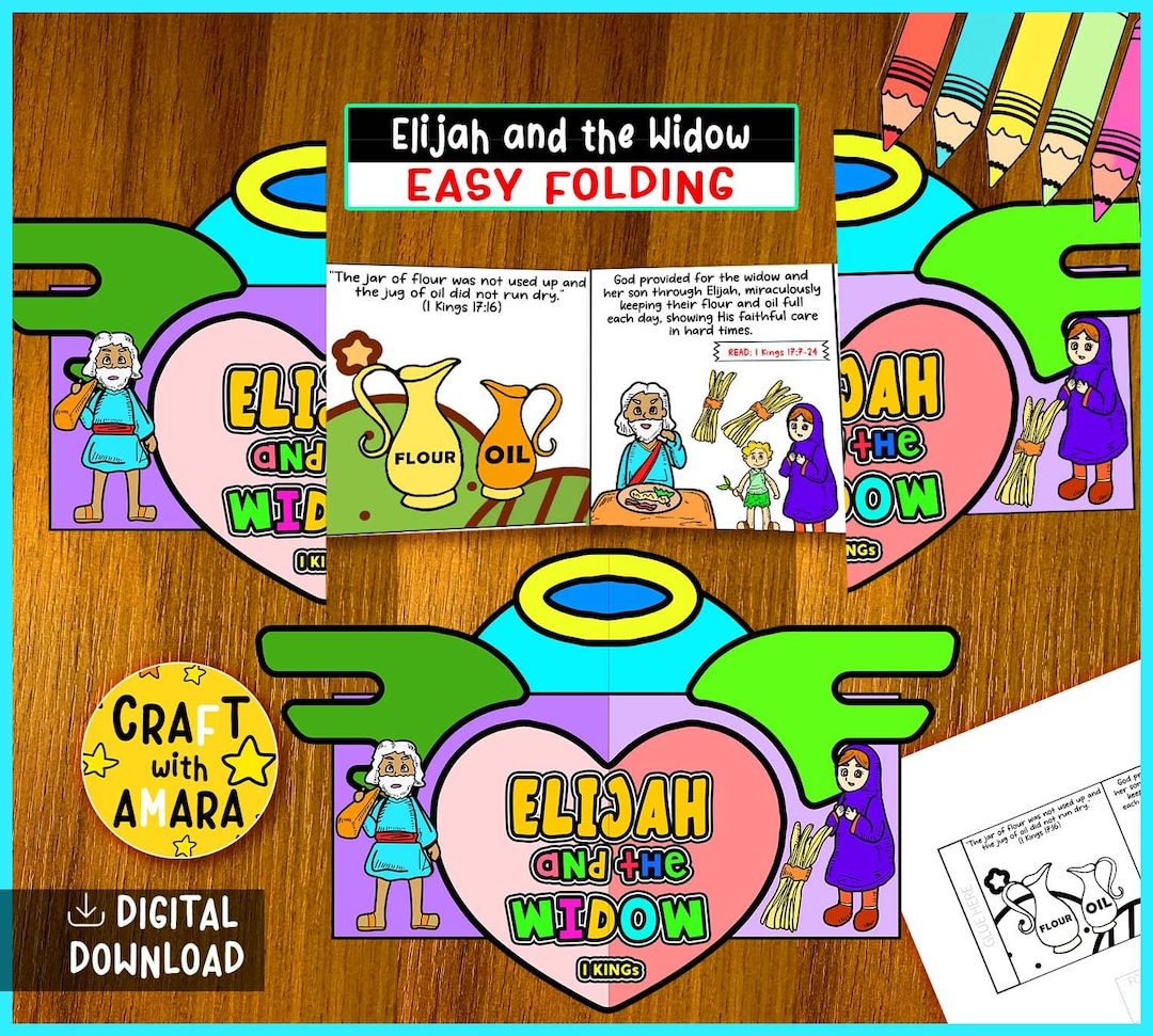 Elijah and the Widow Easy Coloring Folding Surprise Bible Craft ...