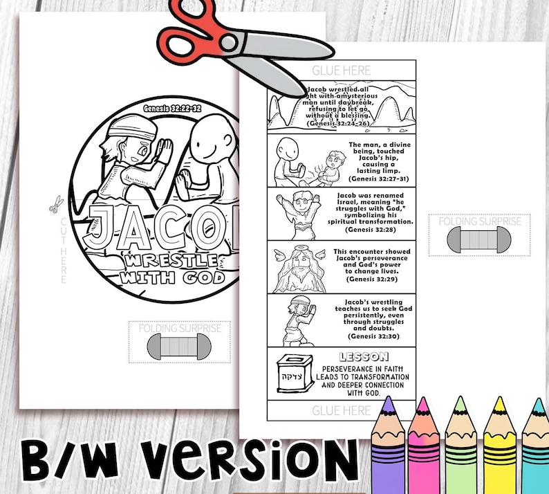 Jacob Wrestle With God Folding Surprise, Bible Craft, Bible Story ...