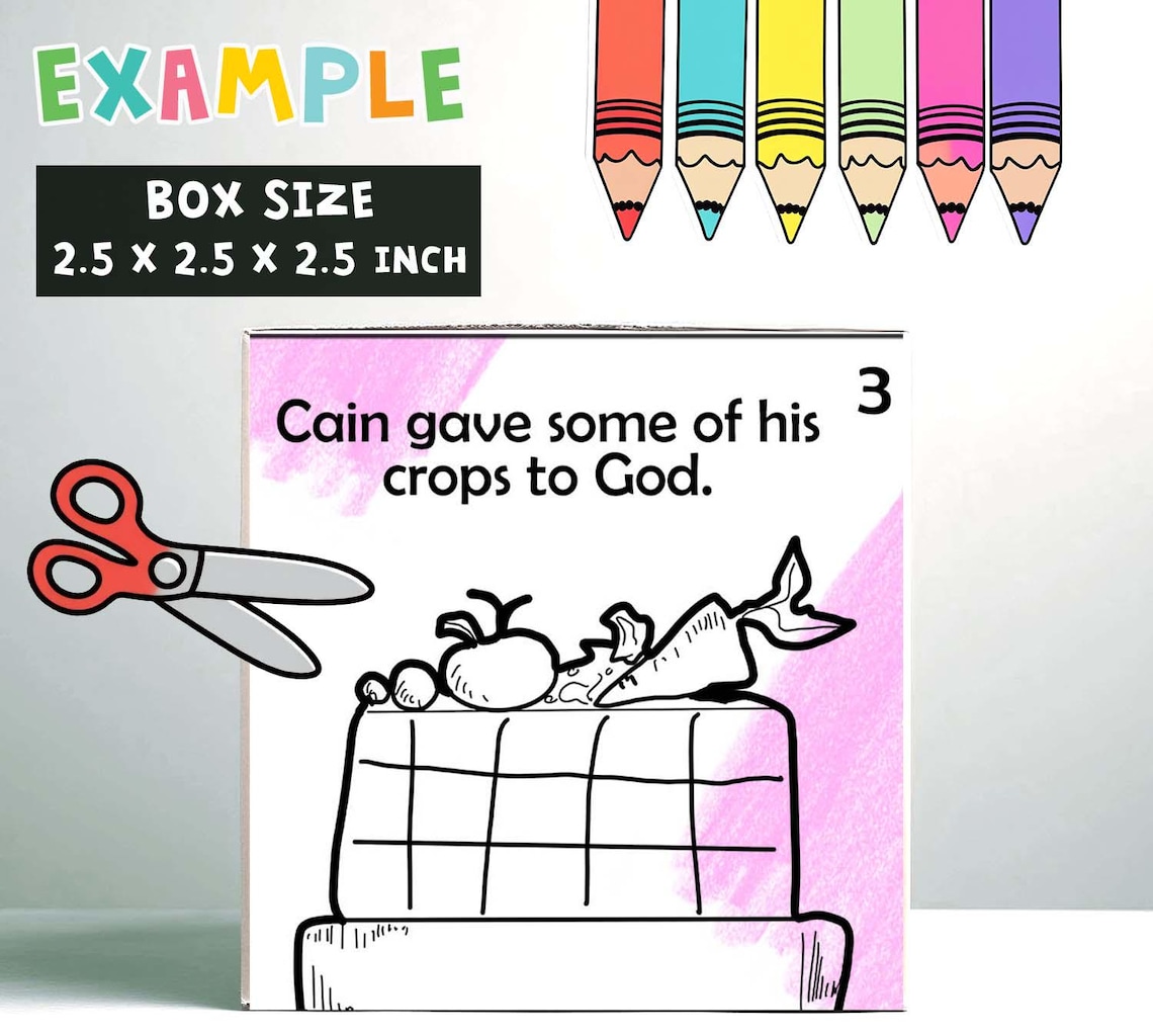 Cain and Abel Coloring Cube Craft, Memory Games, Bible Craft for Kids ...
