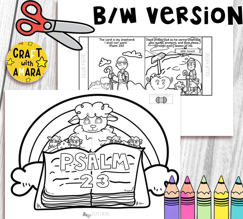 PSALM 23 the Lord is My Shepherd Easy Coloring Folding Surprise Bible ...