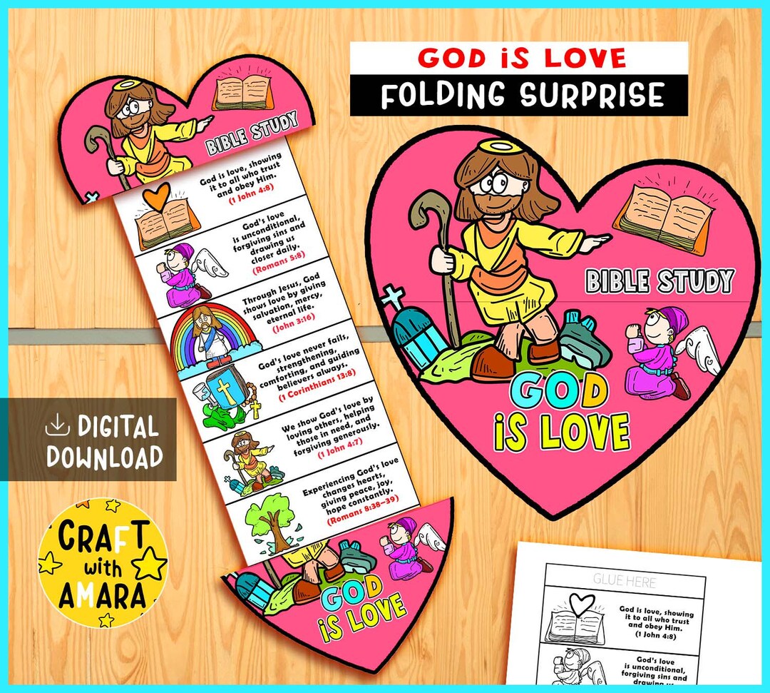 God is Love Folding Surprise Bible Craft: Affirmation of God, Bible ...