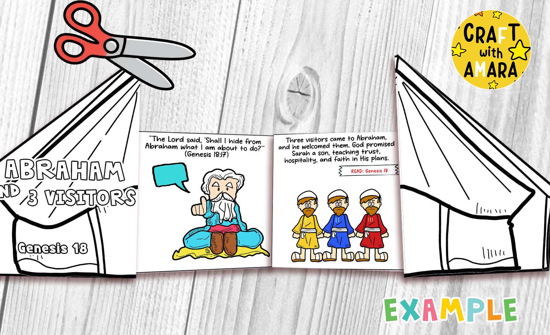 Abraham and 3 Visitors Easy Coloring Folding Surprise Bible Craft ...