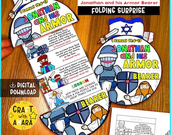 Jonathan and His Armor Bearer Coloring Cube Craft, Memory Games, Bible ...