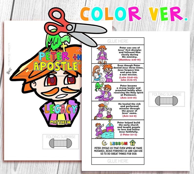 Peter the Apostle's Legacy Folding Surprise Coloring Craft: Bible ...