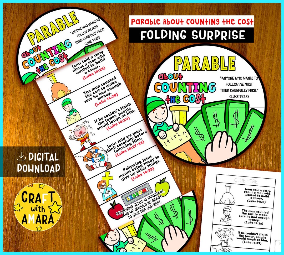 Parable About Counting the Cost Folding Surprise Bible Craft: Children ...
