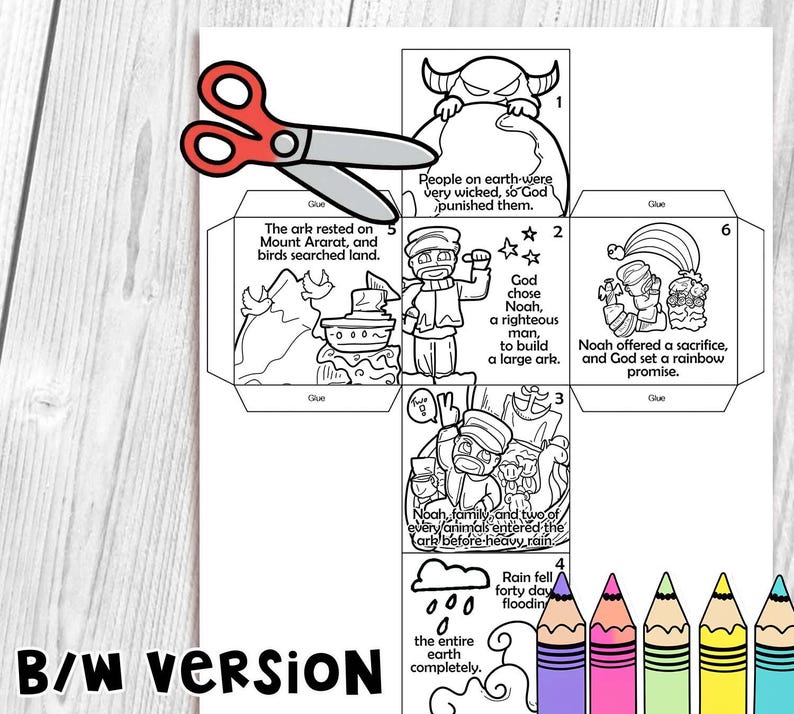 Noah's Ark - A Rainbow Promise Coloring Cube Bible Craft: Memory Games ...