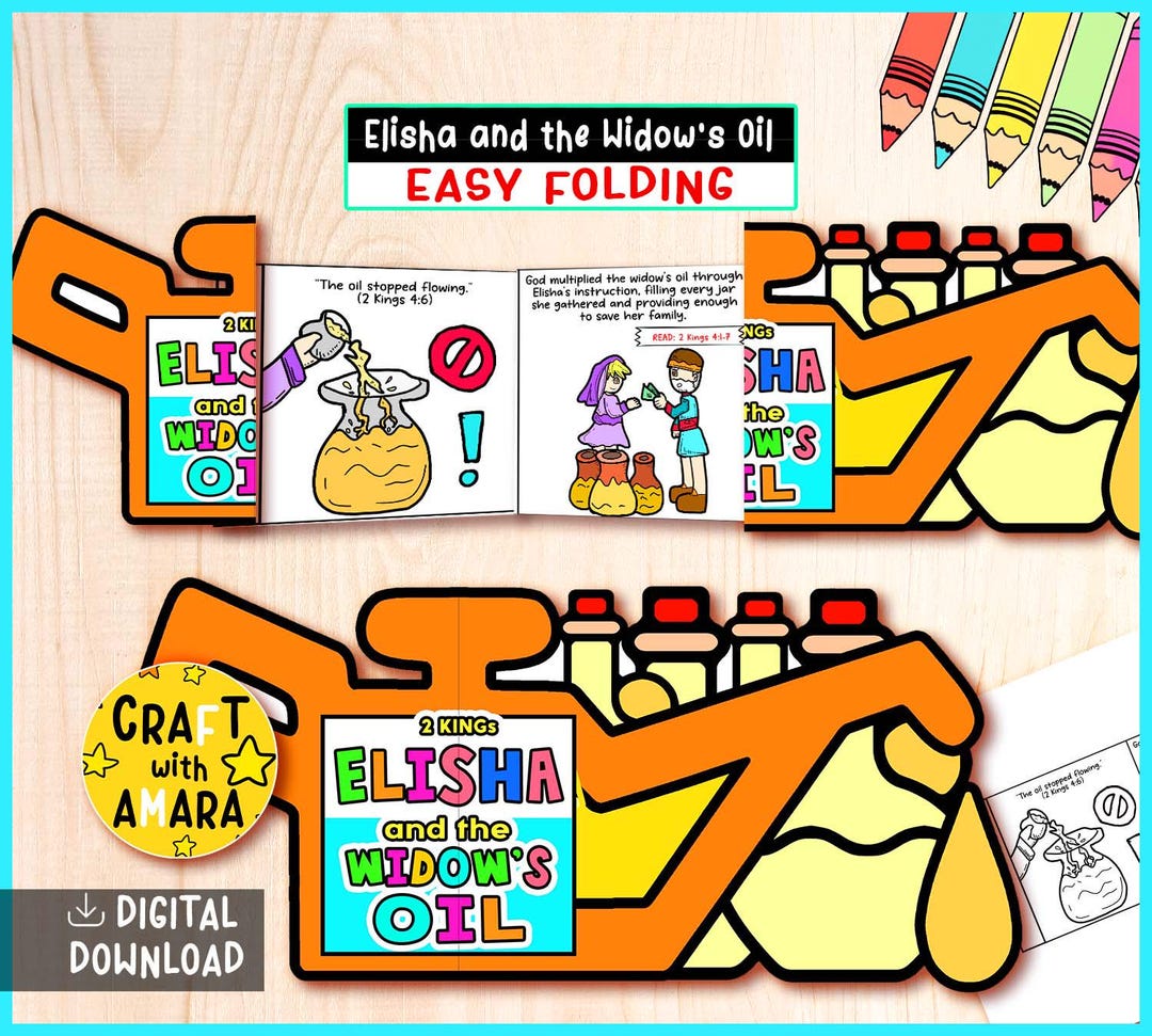 Elisha and the Widow's Oil Easy Coloring Folding Surprise Bible Craft ...