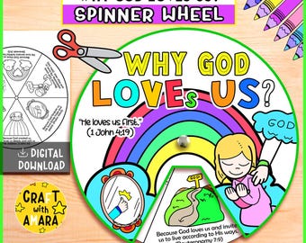 Why God Loves Us? Spinner Coloring Wheel, Bible Craft Activity ...