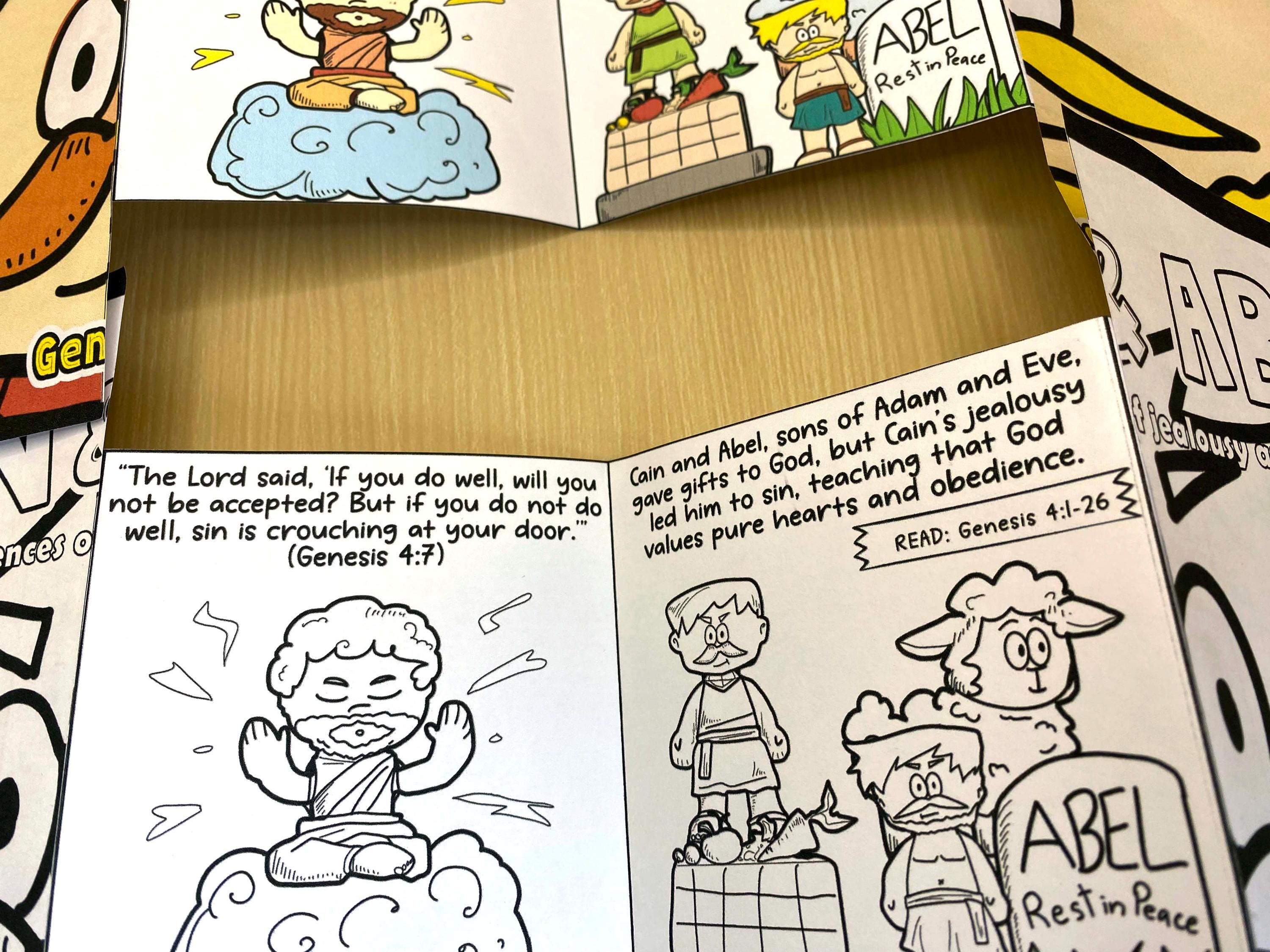 Cain and Abel Easy Coloring Folding Surprise Bible Craft: Bible Lesson ...