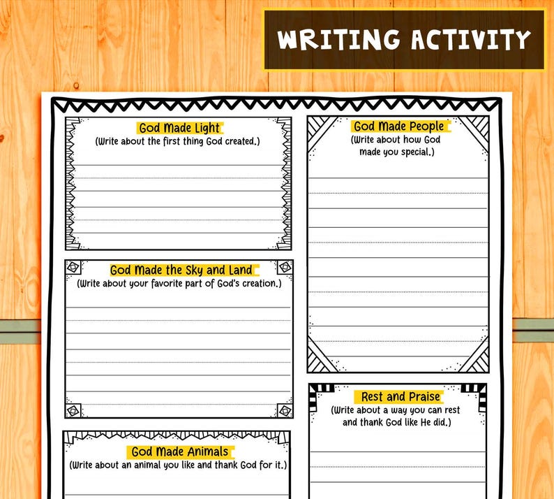 Days of Creation Bible Study: Christian Kid's Activity Worksheet Guide ...