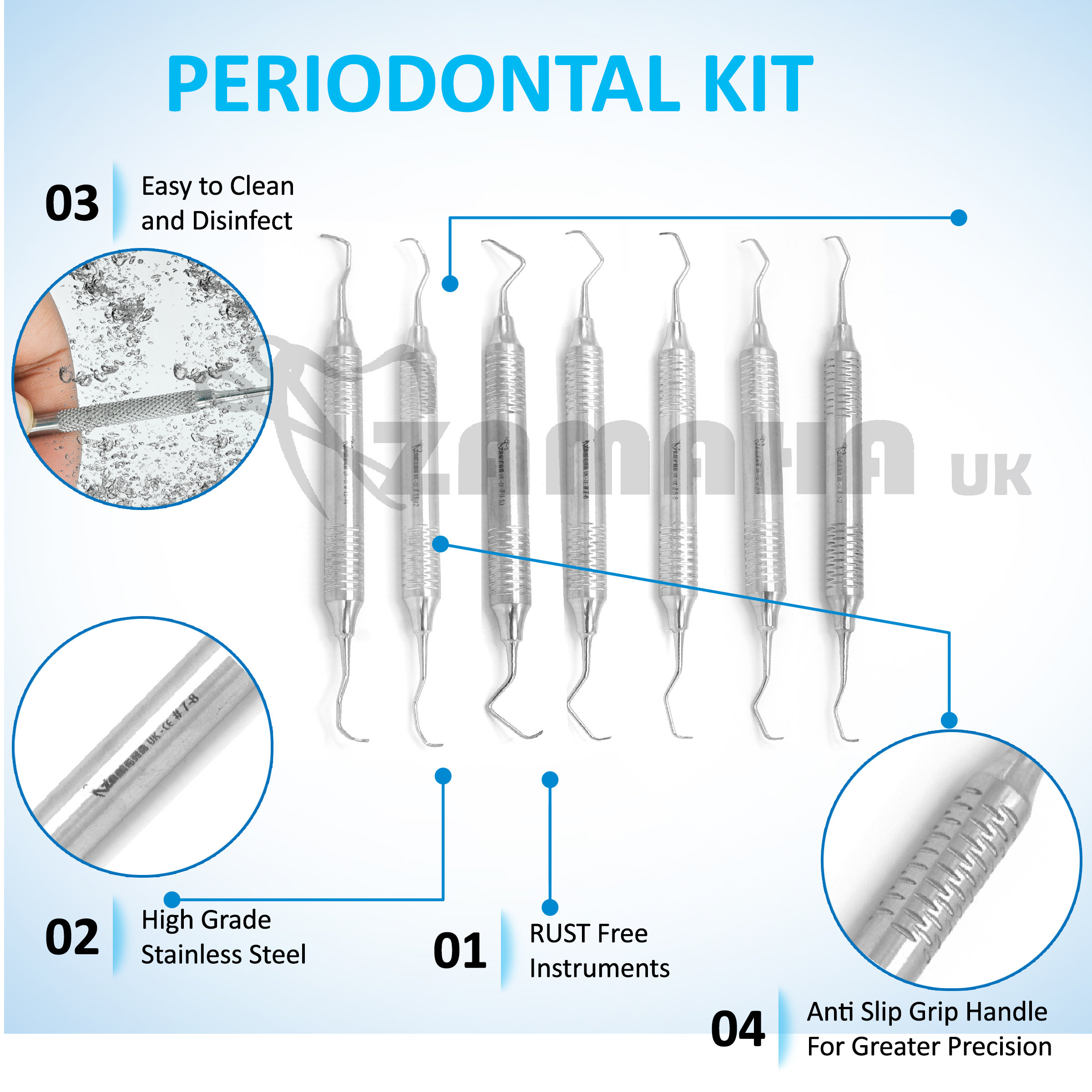 Dental Scaler Gracey Curette Periodontal Scaling Calculus Elevator ...