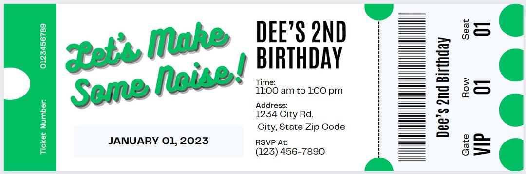 Custom Child's Birthday Party Stub Invite, Personalized Party Invite ...