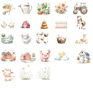 Cute Farm Clip Art - Digital Download, 22 PNG File of Cute Farm ...