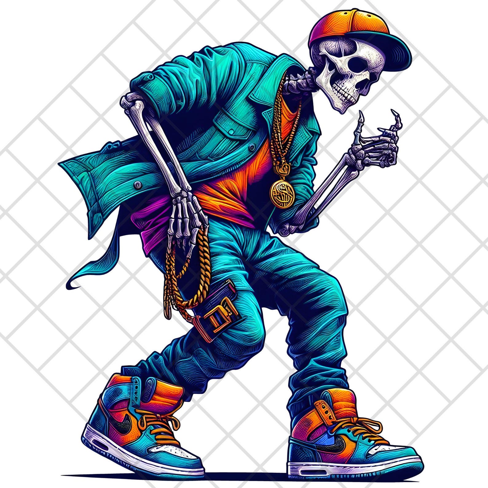 Hip-hop Skeleton Swagger Clip Art | 1 PNG File of Ultra-cool, Street ...