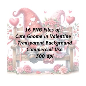 Cute Gnome in Valentine Clip Art, Gnomes in Love Illustrations ...