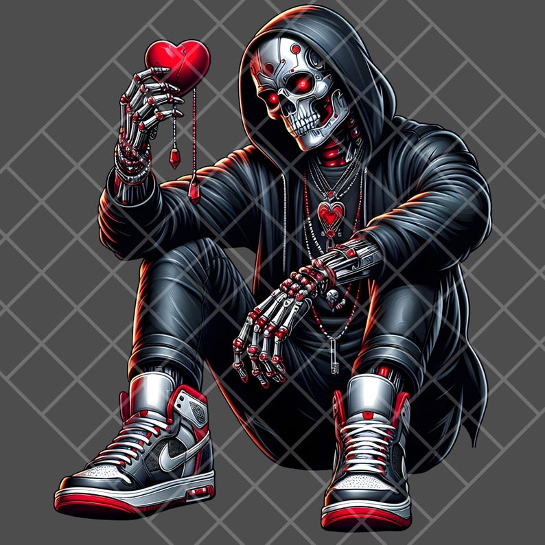 Cyber Heartbreaker Clip Art | 1 PNG File of a Sleek Cybernetic Skeleton ...