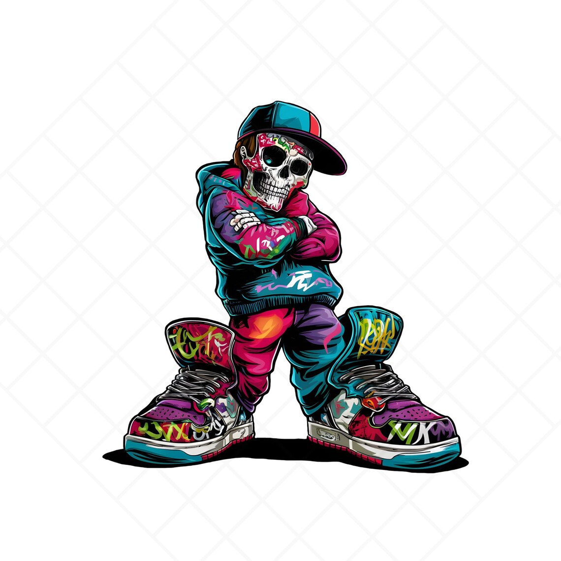 Graffiti Skull Boy Clip Art 1 PNG File of Vibrant, Cool, Graffiti ...