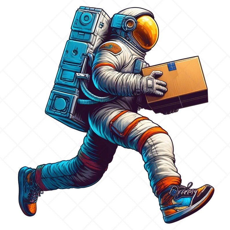 Cosmic Courier | 1 PNG File of Astronaut Into the Realm of Cosmic ...