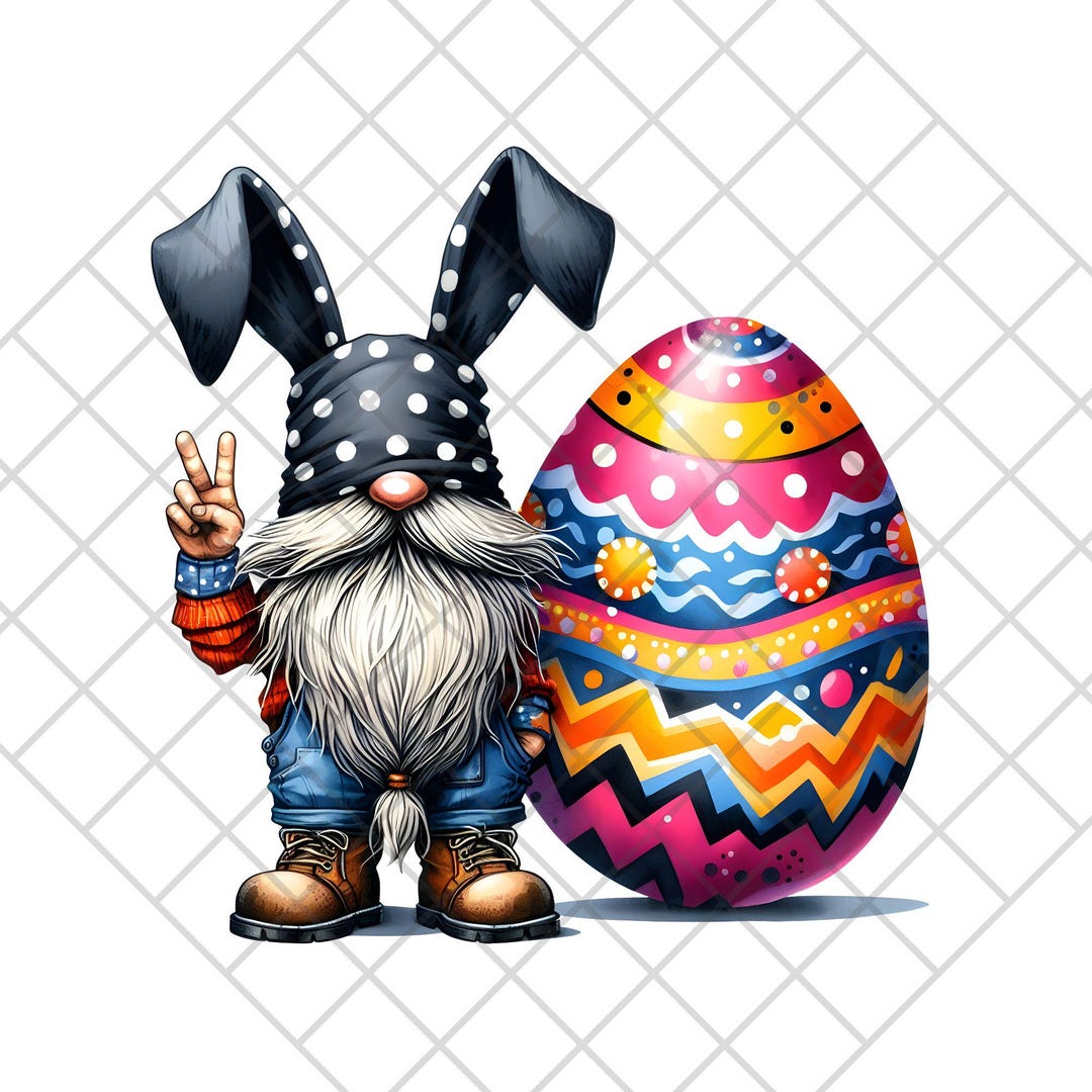 Rockin' Easter Gnome Clip Art | 1 PNG File of Cool Gnome Rocking Polka ...