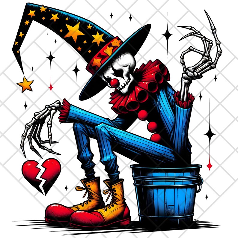 Stellar Skeleton Jester Clip Art | 1 PNG File of Skeletal Jester With ...