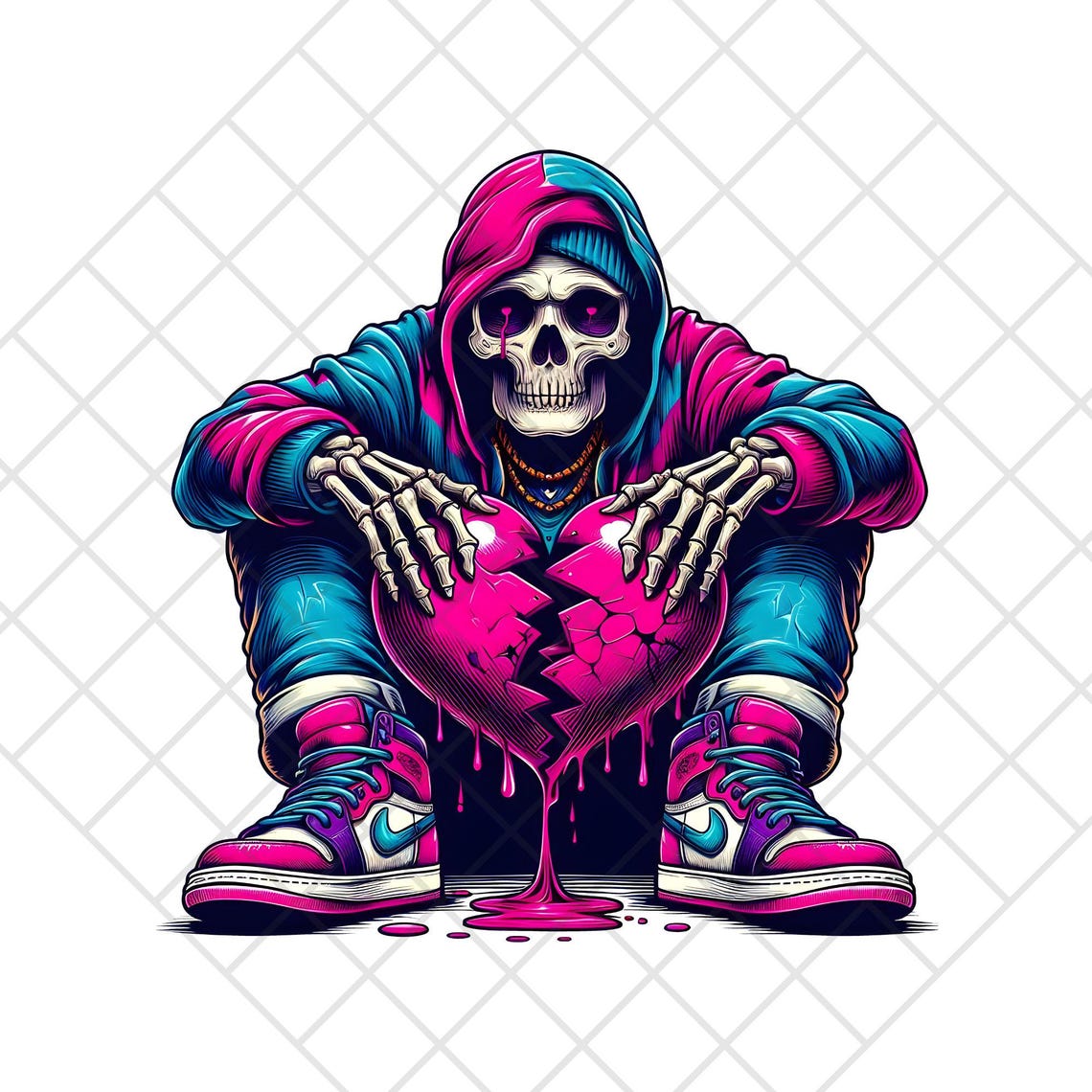 Drip Skeleton Heartbreaker Clip Art | 1 PNG File of Vibrant Skeleton ...
