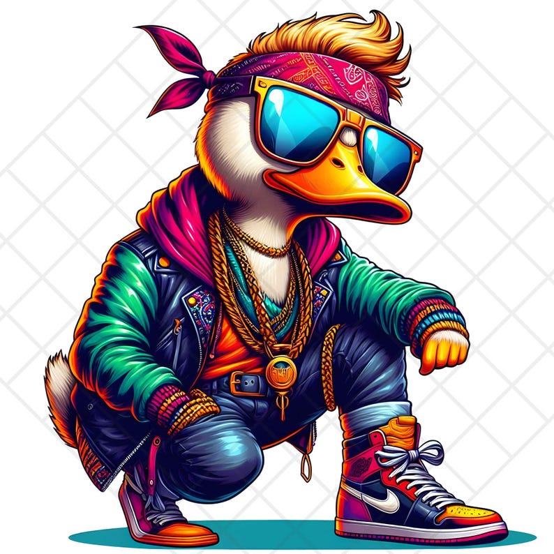 Duck in Style Urban Vibes 1 PNG File of Cool Duck in 90s Urban ...