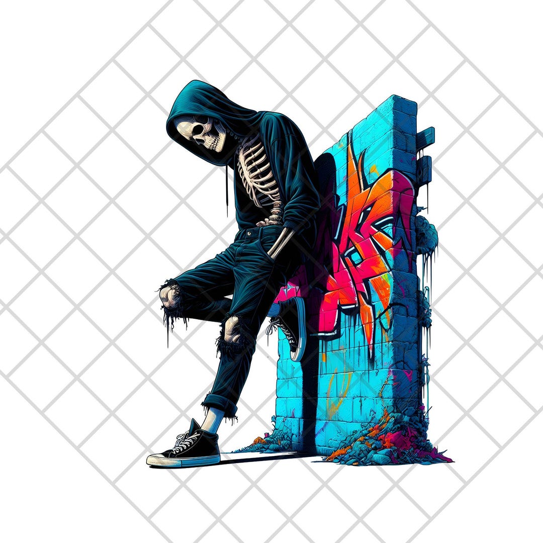 Graffiti Reaper Clip Art | 1 PNG File of a Skeleton in a Hooded ...