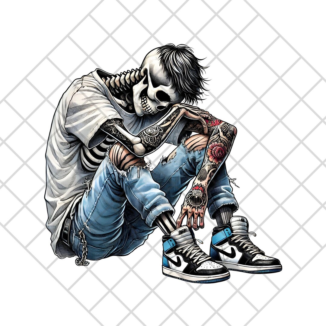 Tattooed Skull Rebel Clip Art | 1 PNG File of a Grunge-inspired ...