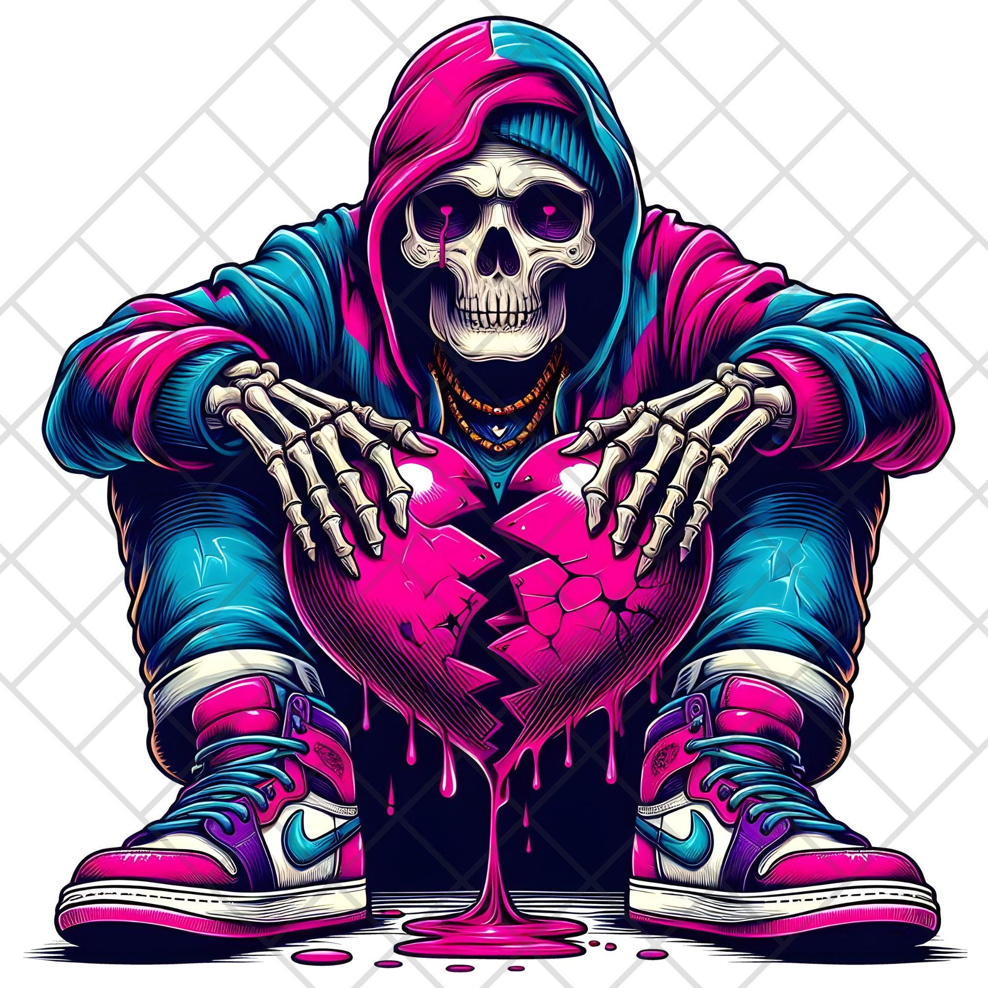Drip Skeleton Heartbreaker Clip Art 1 PNG File of Vibrant Skeleton ...