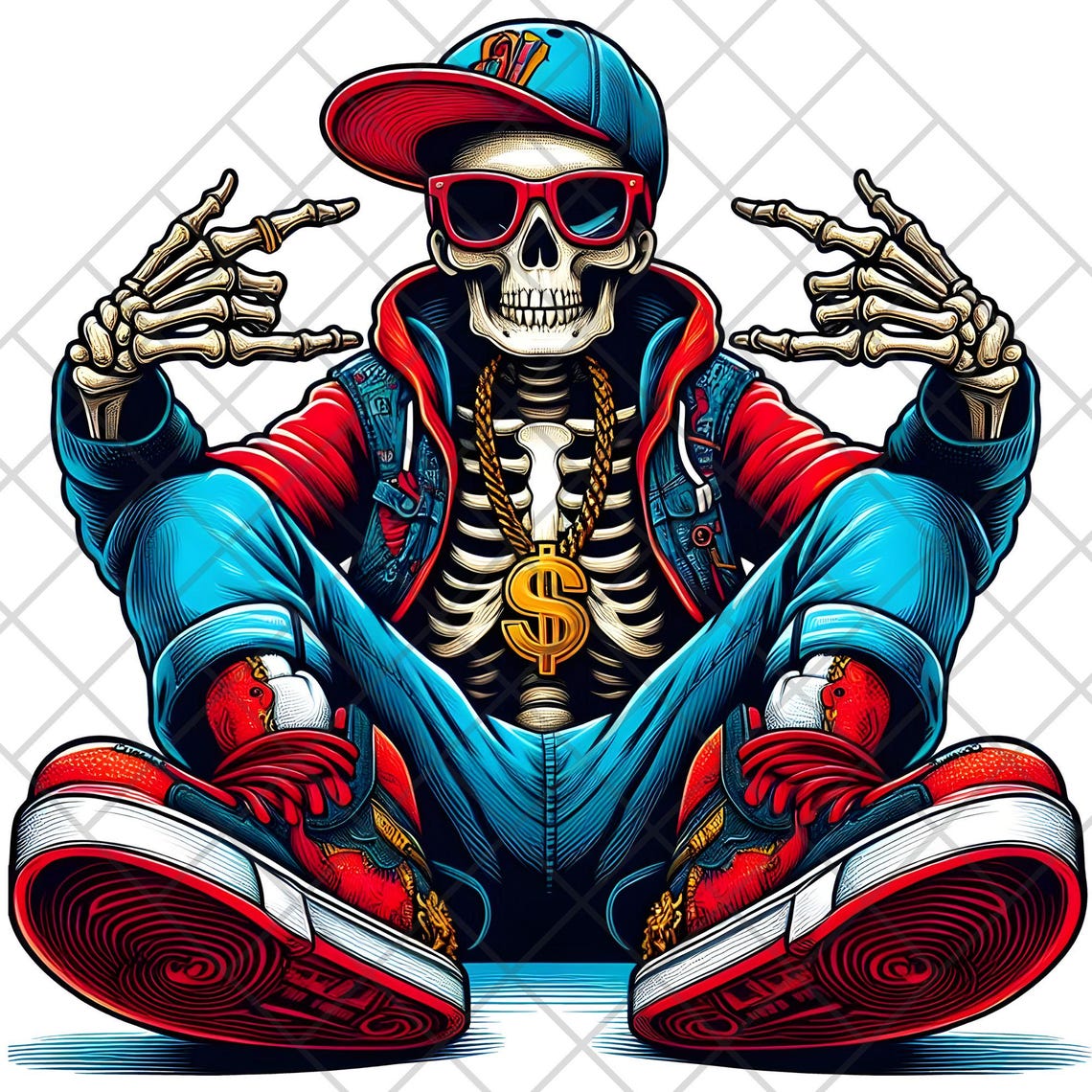 Hustle Bones Clip Art | 1 PNG File of Skeleton Dressed in Urban ...