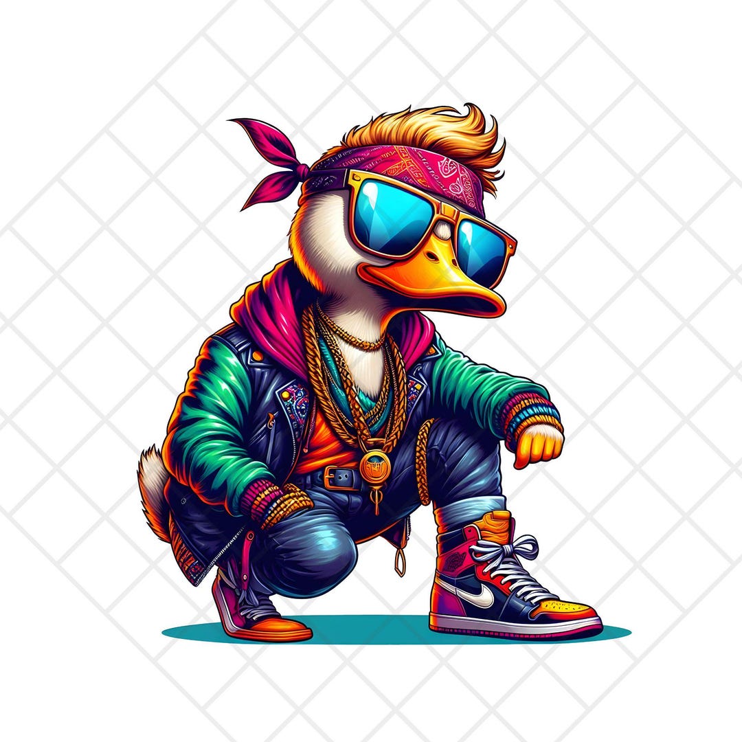 Duck in Style Urban Vibes 1 PNG File of Cool Duck in 90s Urban ...