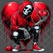 Heartbreak Reaper Clip Art | 1 PNG File of Skeletal in Vibrant Red ...